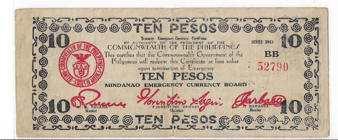 1942 Philippine Ten Peso Guerilla Emergency Money Banknote, Hobbies ...