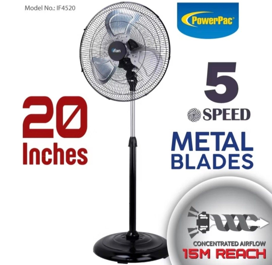 20 " Inch Metal Stand Fan Powerpac IFan Model number IF4520, Furniture ...