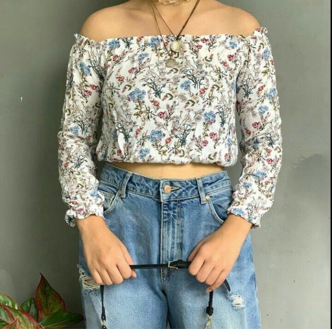 H&M Off Shoulder Top, Women's Fashion, Tops, Longsleeves on Carousell