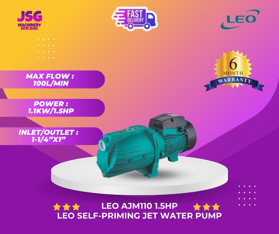 LEO AJM110 1.5HP LEO Self-Priming Jet Water Pump, Furniture & Home Living, Home Improvement ...