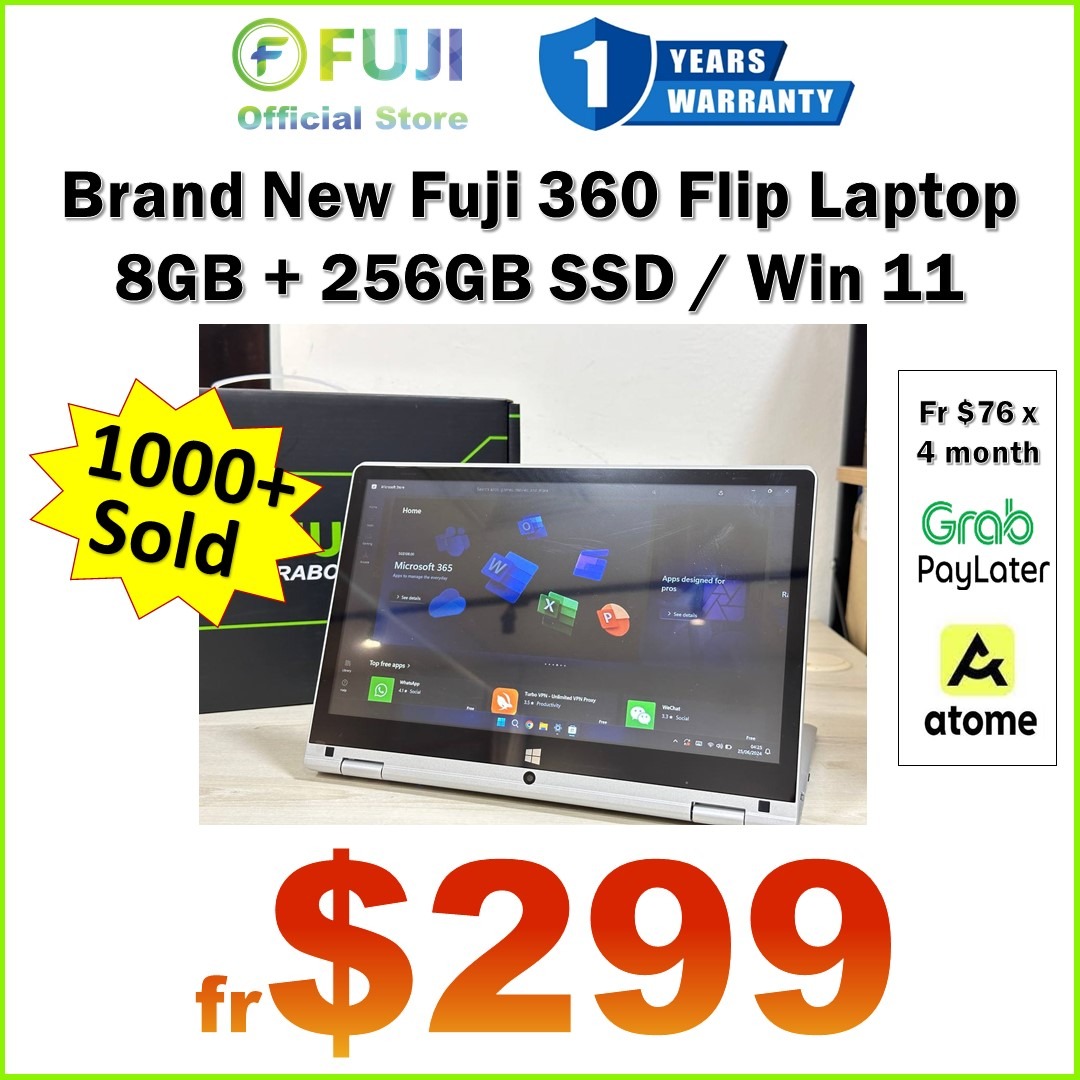 Brand New Fuji 360 Degree Flip Screen Laptop - 256GB SSD + 8GB RAM ...
