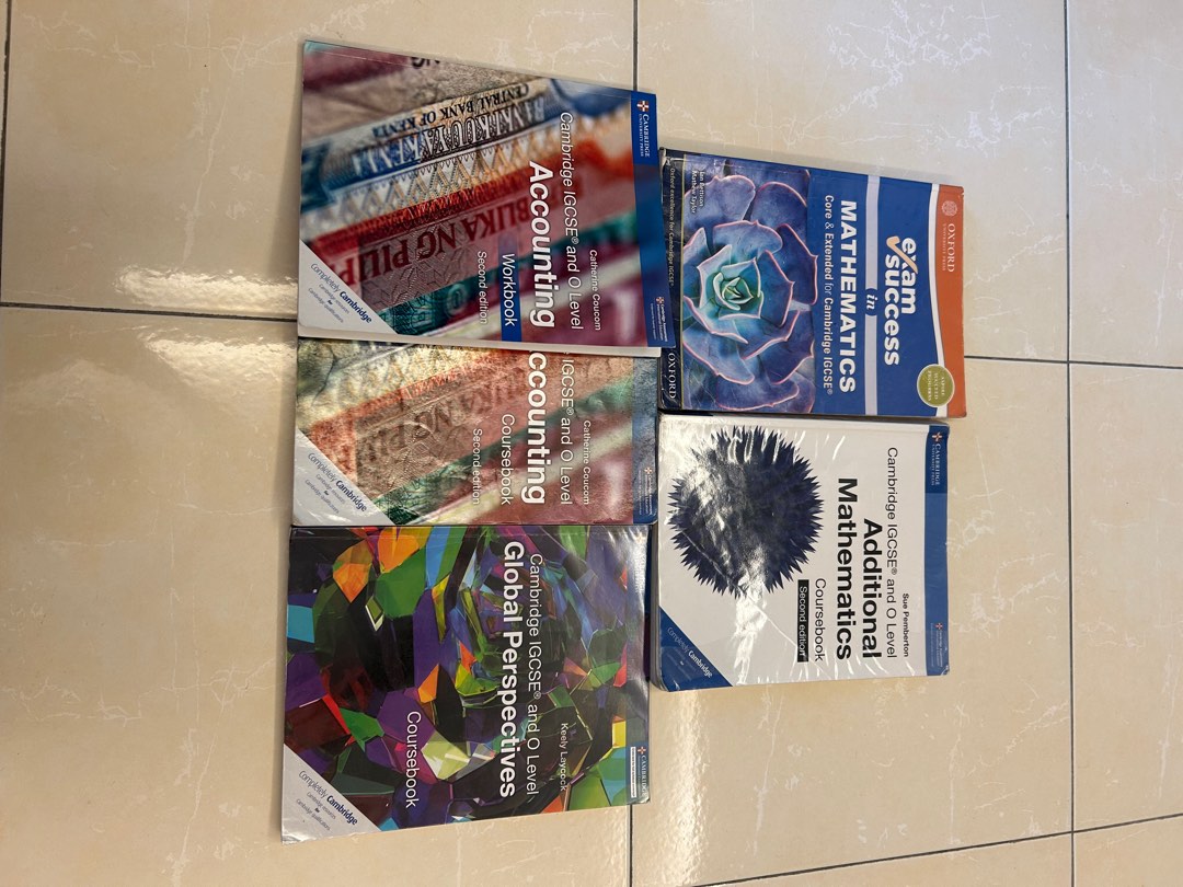 Cambridge IGCSE set - accounting, addmaths, global perspective, Hobbies ...