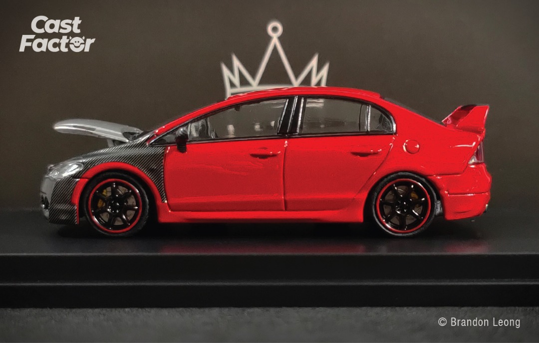 Champion Diecast 1:64 Honda Civic FD2 RR Mugen Red / Silver Hood ...
