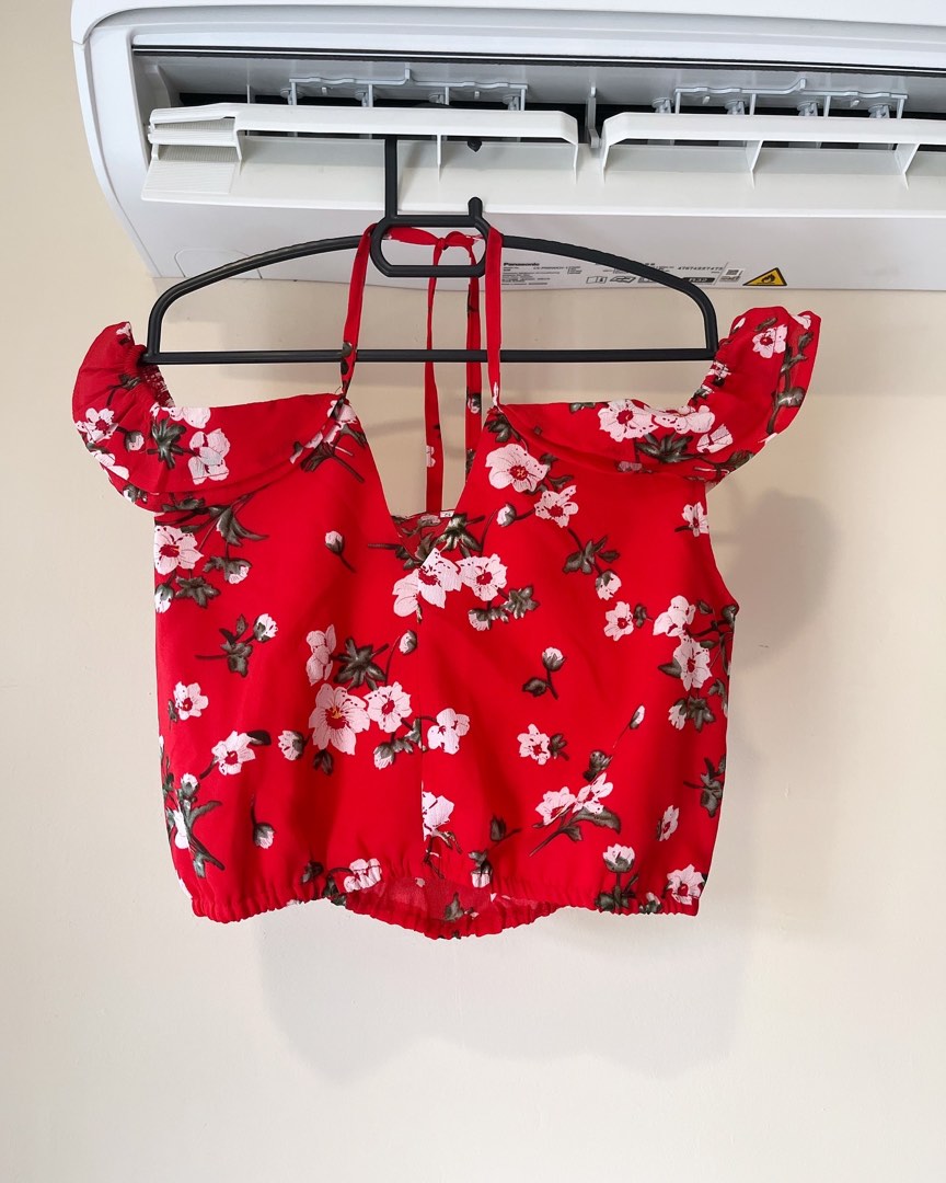 cherry red top, Women's Fashion, Tops, Blouses on Carousell