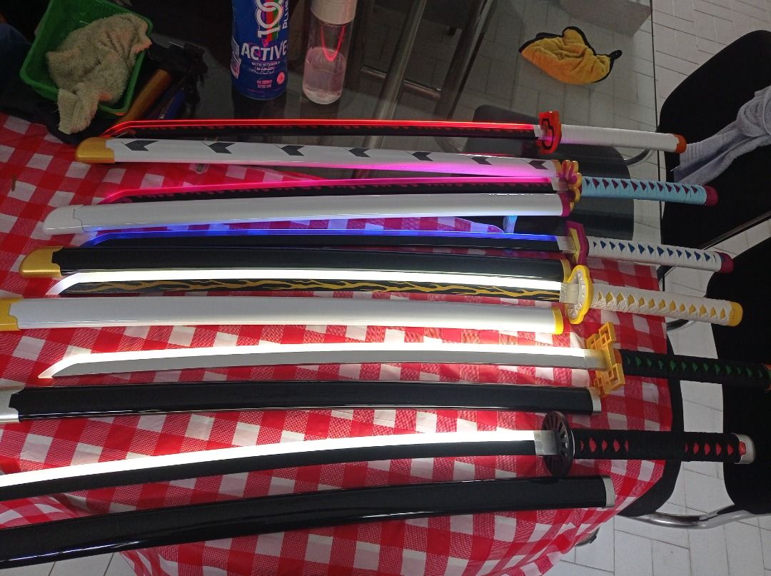 demon slayer sword katana led cosplay ninja samurai plastic wooden ...