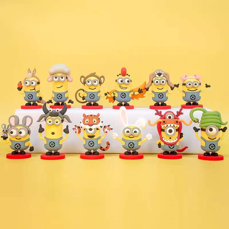 Despicable Me Minions Zodiac Anime Garage Kits Blind Box Static Little ...