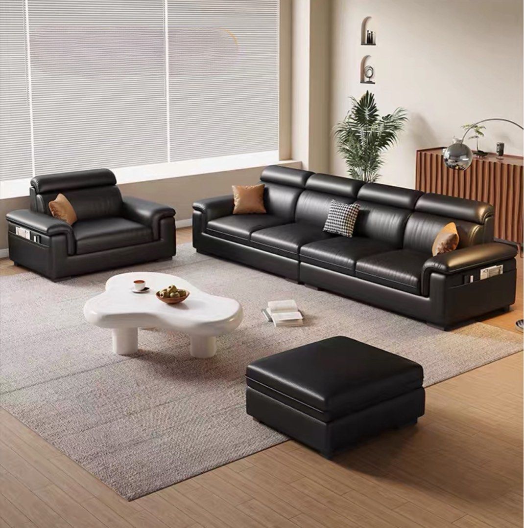 DUSTEN Modern Genuine Leather Sofa on Carousell