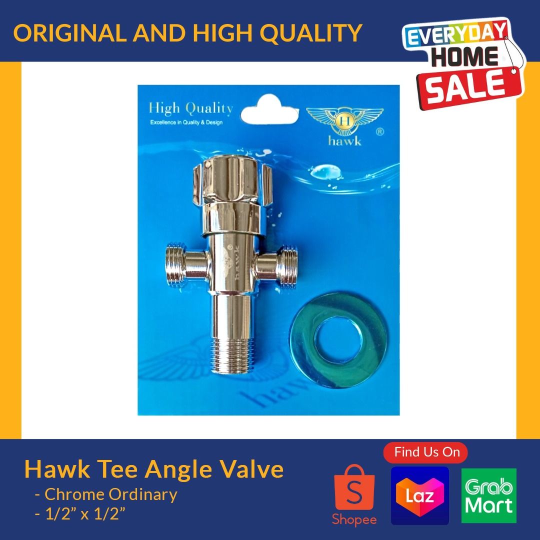 Hawk Tee Angle Valve Chrome, Furniture & Home Living, Bathroom ...