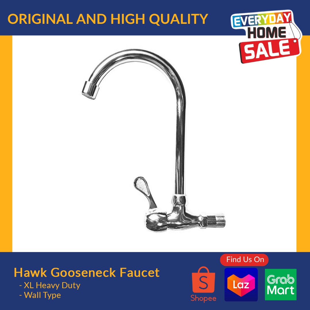 Hawk XL Gooseneck Faucet Wall Type, Furniture & Home Living, Bathroom ...
