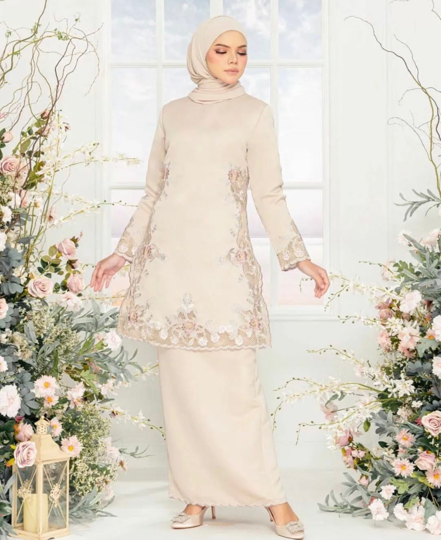 Hijabistahub Lasmaya Kurung in Nude, Women's Fashion, Muslimah Fashion, Baju Kurung & sets on ...