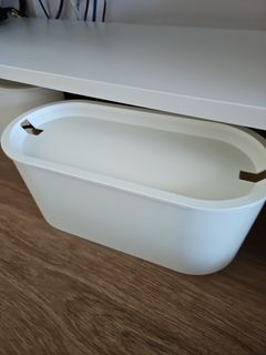4 Ikea Romma cable management boxes with lid, white, Furniture & Home ...