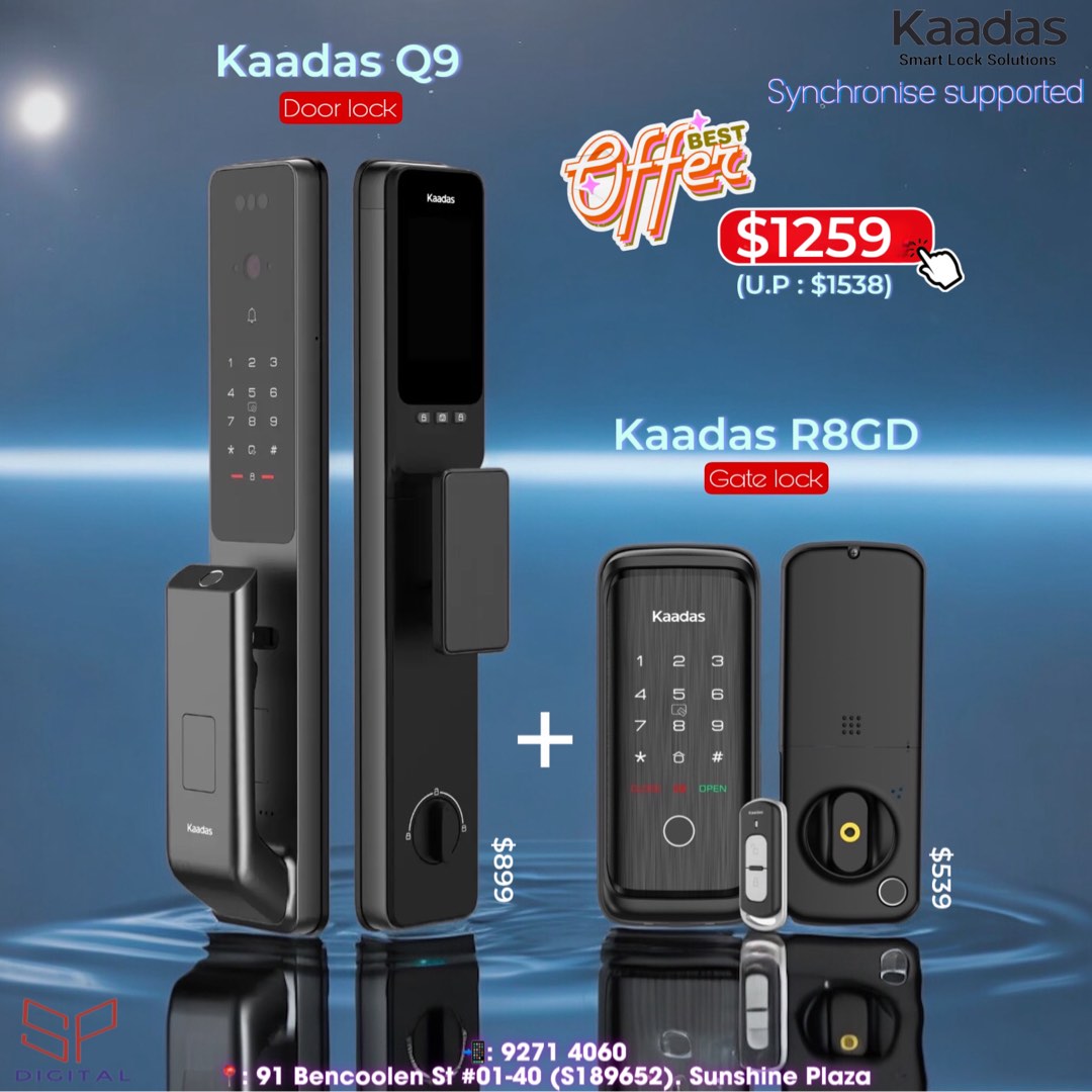 Kaadas Digital lock Synchronise bundle Kaadas Q9 and Kaadas R8GD, Furniture & Home Living ...