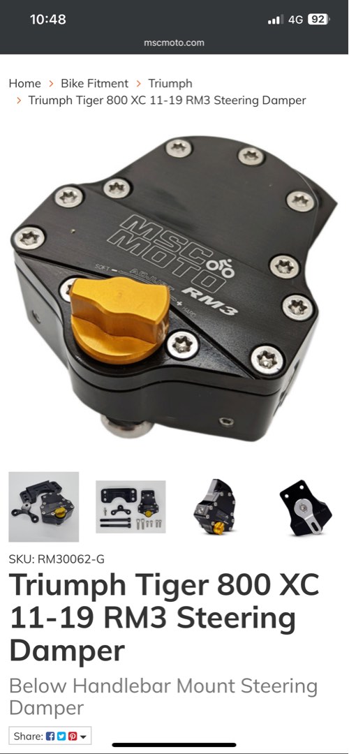 MSC Moto Steering Damper for Triumph Tiger 800 on Carousell