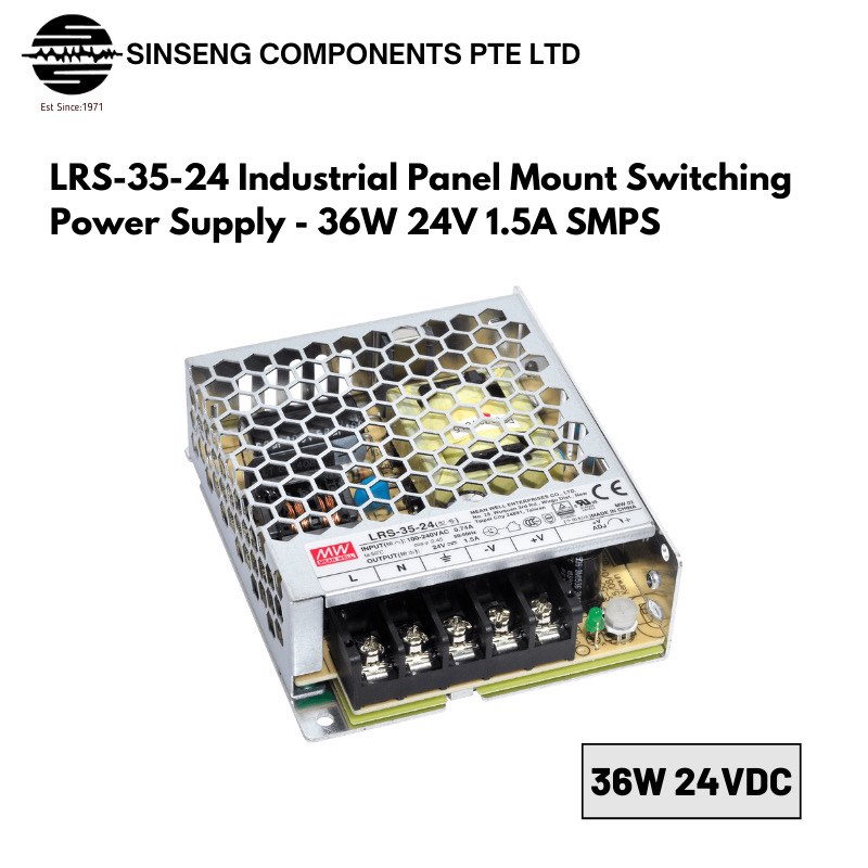 Original Mean Well LRS Series LRS-35-24 Industrial Panel Mount Switching Meanwell Power Supply ...