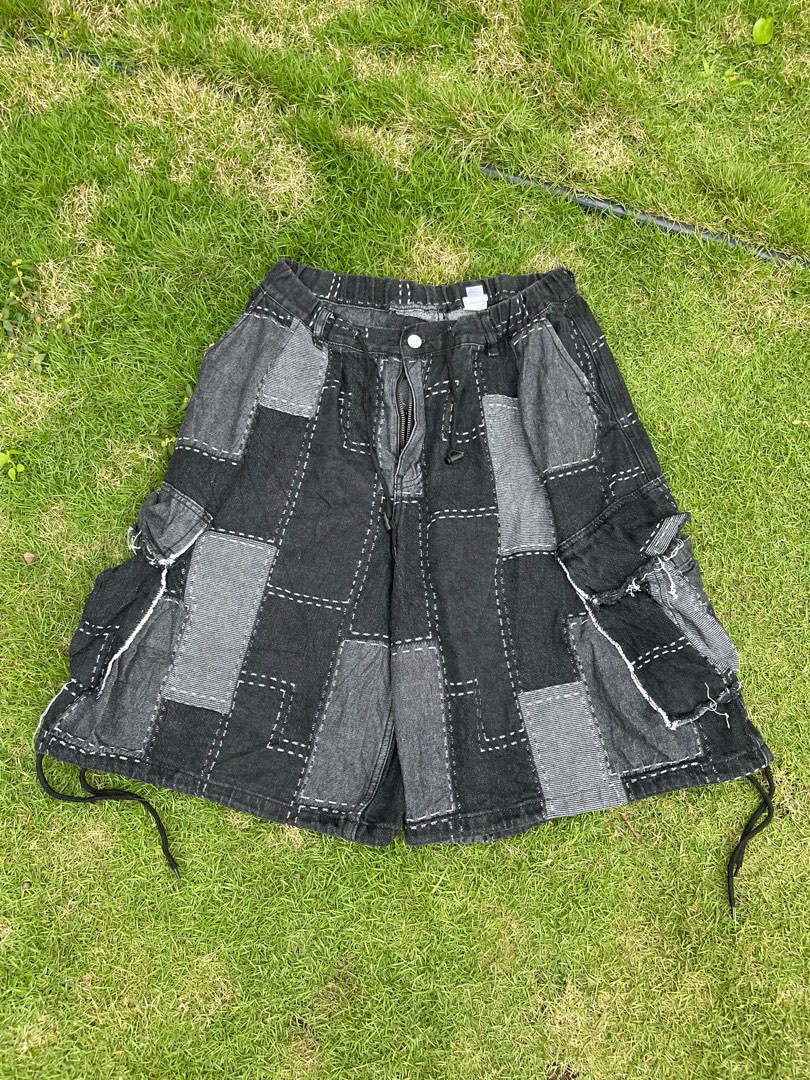 PATCHWORK super baggy jorts with side pockets, Men's Fashion, Bottoms ...