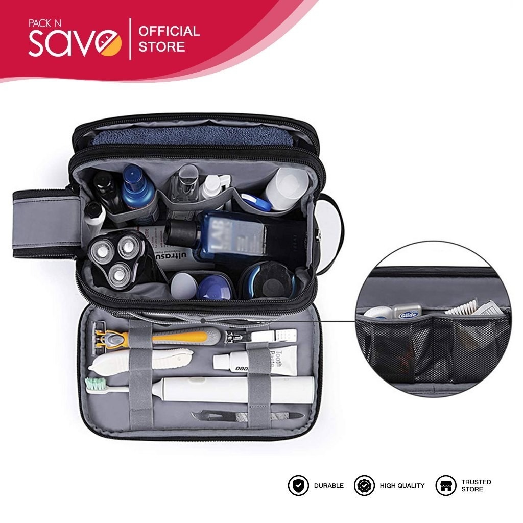 PNS Premium Water-Resistant Travel Toiletry Organizer Bag Wash Shaving ...
