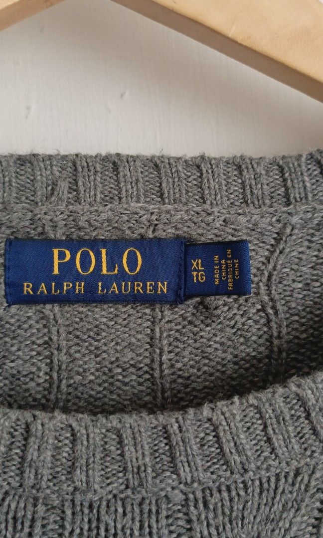 POLO RALPH LAUREN Sweater Rajut Kepang Cable Knit, Fesyen Pria, Pakaian ...