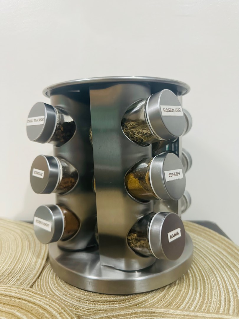 Spice Rack with 12 jars, Countertop Spice Tower rack Aluminum ...