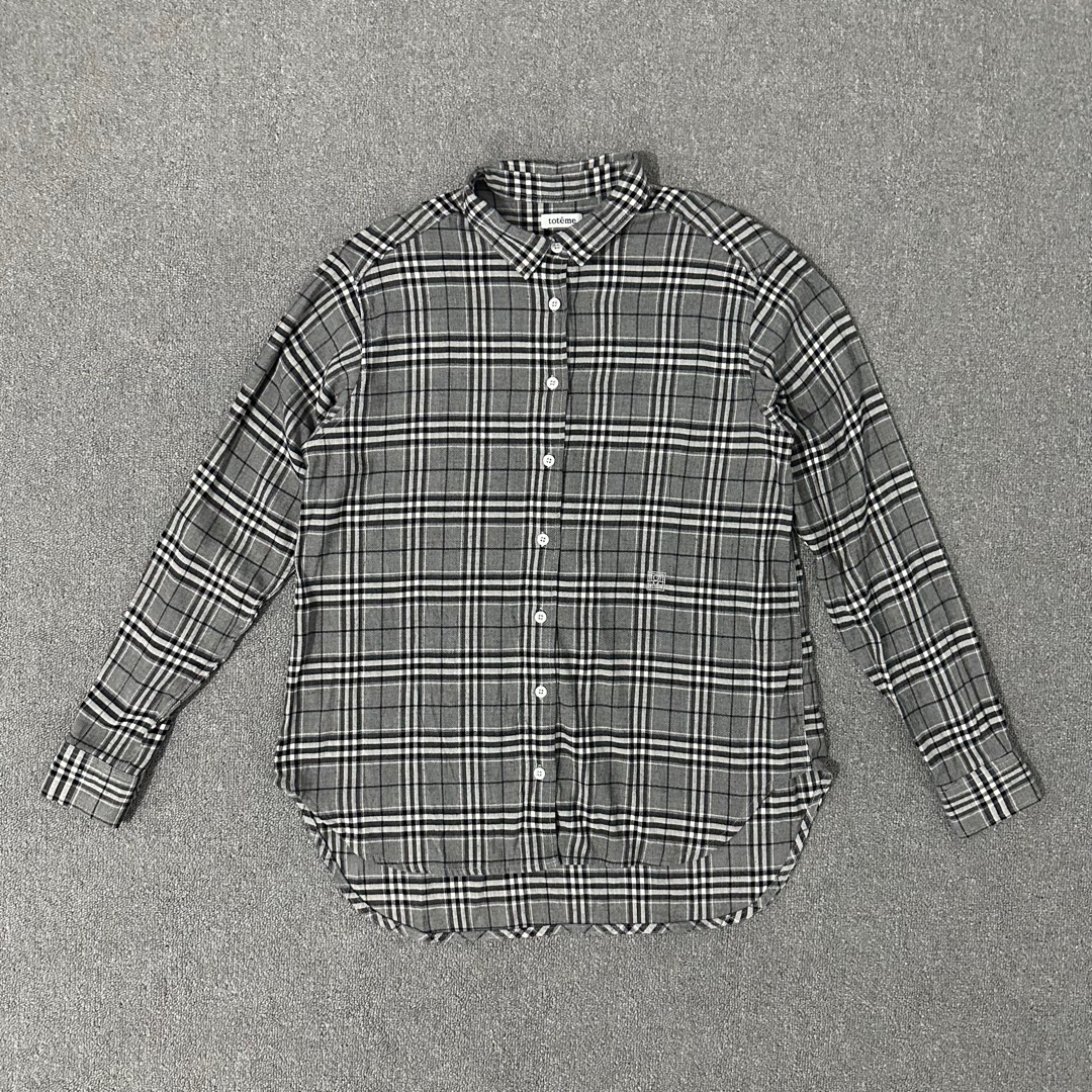 Toteme - Grey Checkered Capri Shirt, Women's Fashion, Tops, Shirts on ...