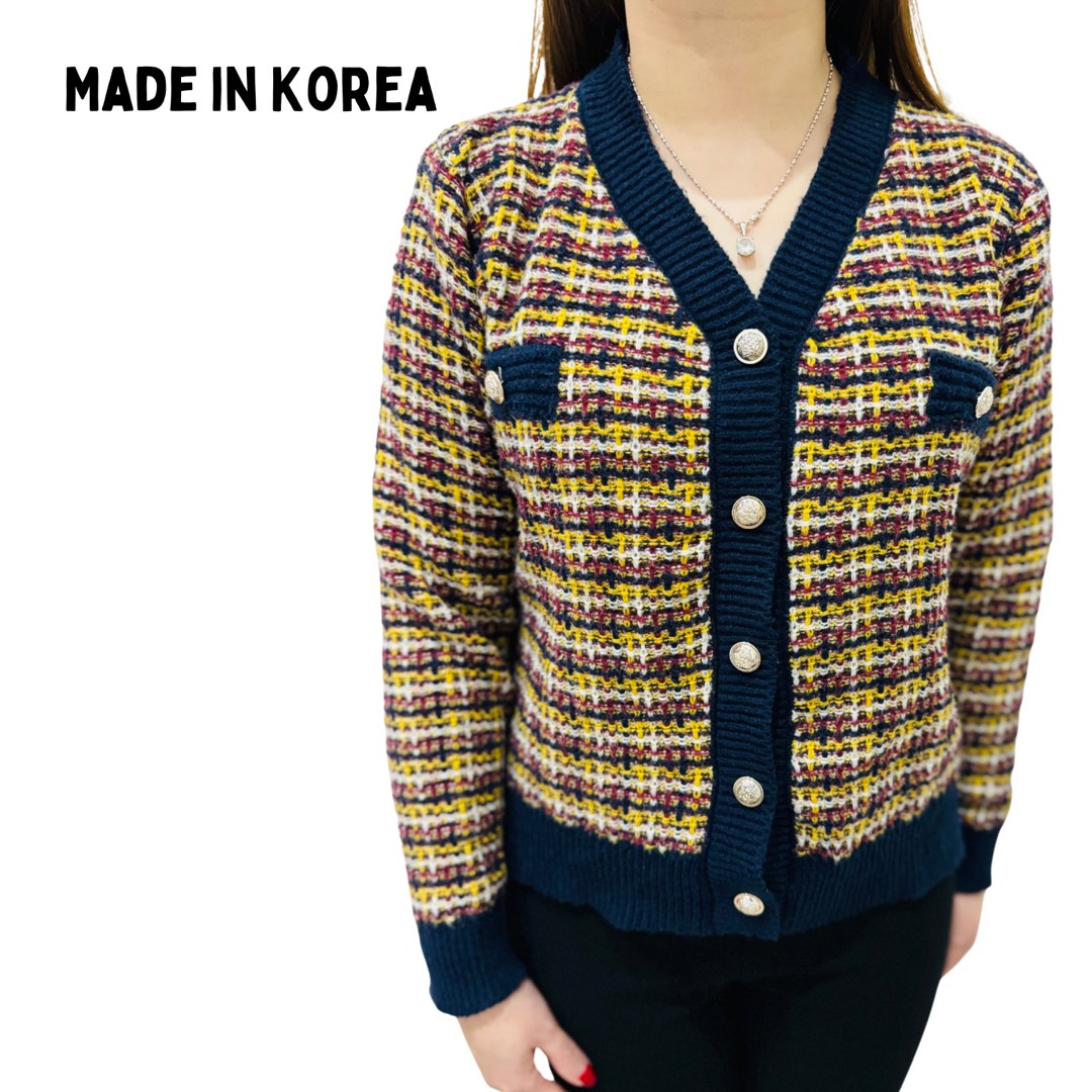 Tweed Korean Cardigan Made In Korea, Fesyen Wanita, Pakaian Wanita ...