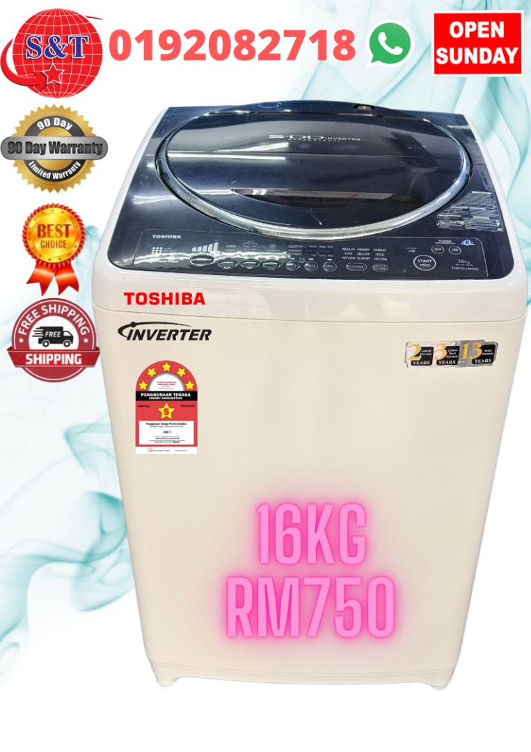 WASHING MACHINE TOSHIBA 16KG SDD INVERTER, TV & Home Appliances, Washing Machines and Dryers on ...