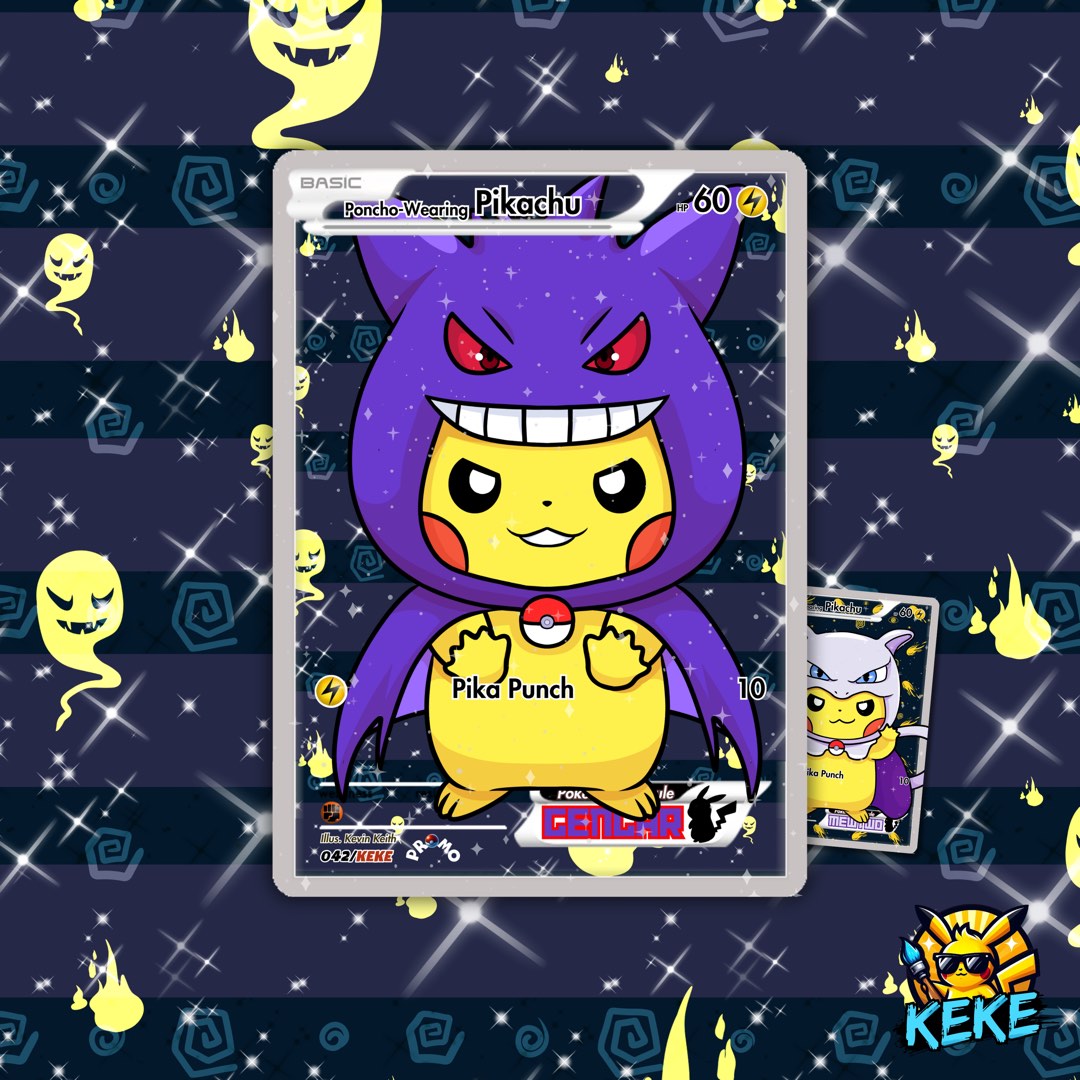 042/KEKE - Poncho-wearing Pikachu (Gengar), Hobbies & Toys, Toys ...