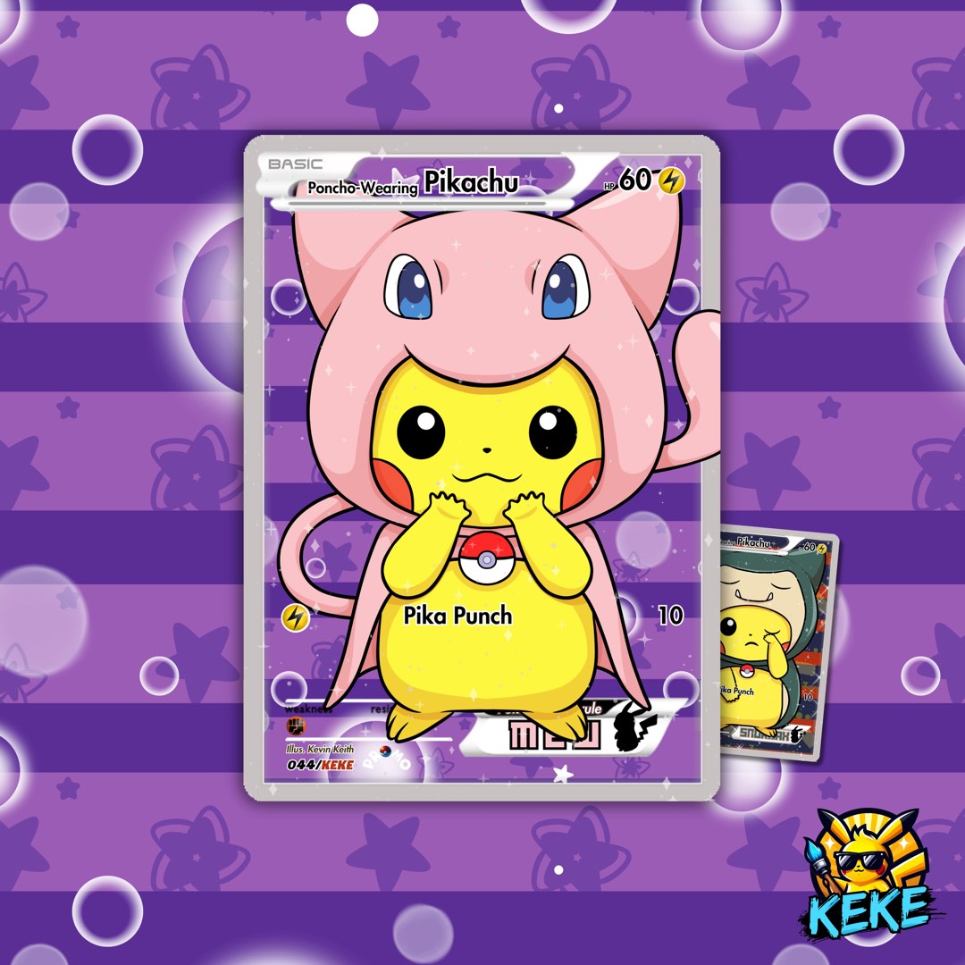 044/KEKE - Poncho-wearing Pikachu (Mew), Hobbies & Toys, Toys & Games ...