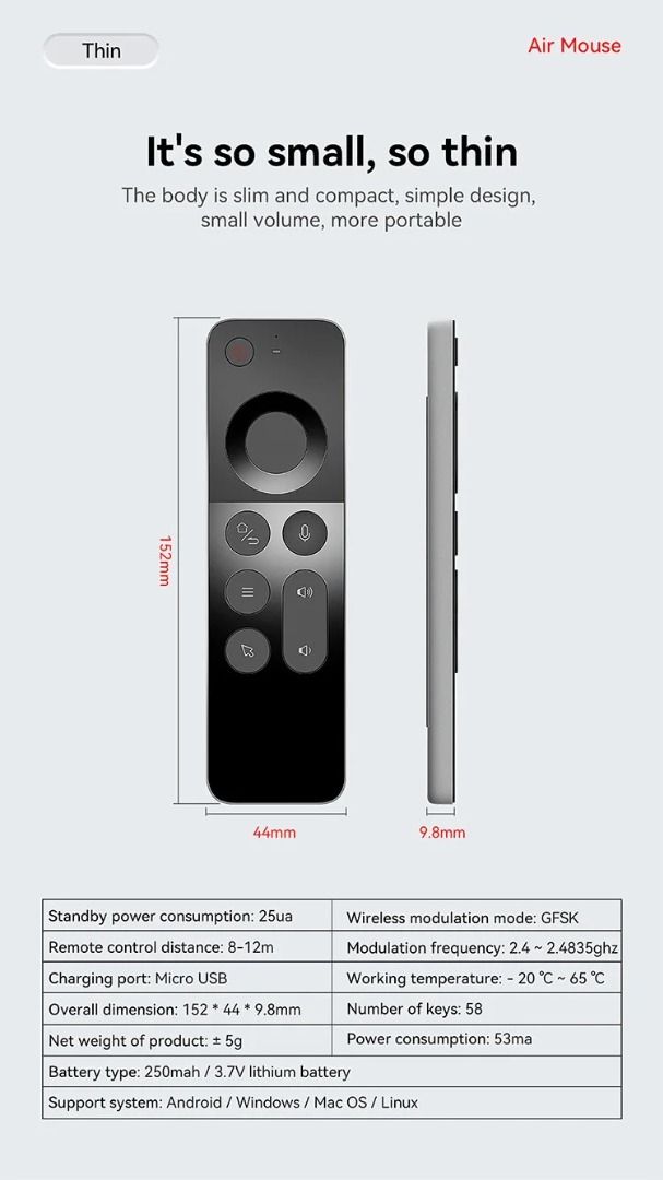 多功能Air Mouse Remoter Control W3 2.4G無線語音Air Mouse遙控器迷你鍵盤 適用於Android電視盒和 ...