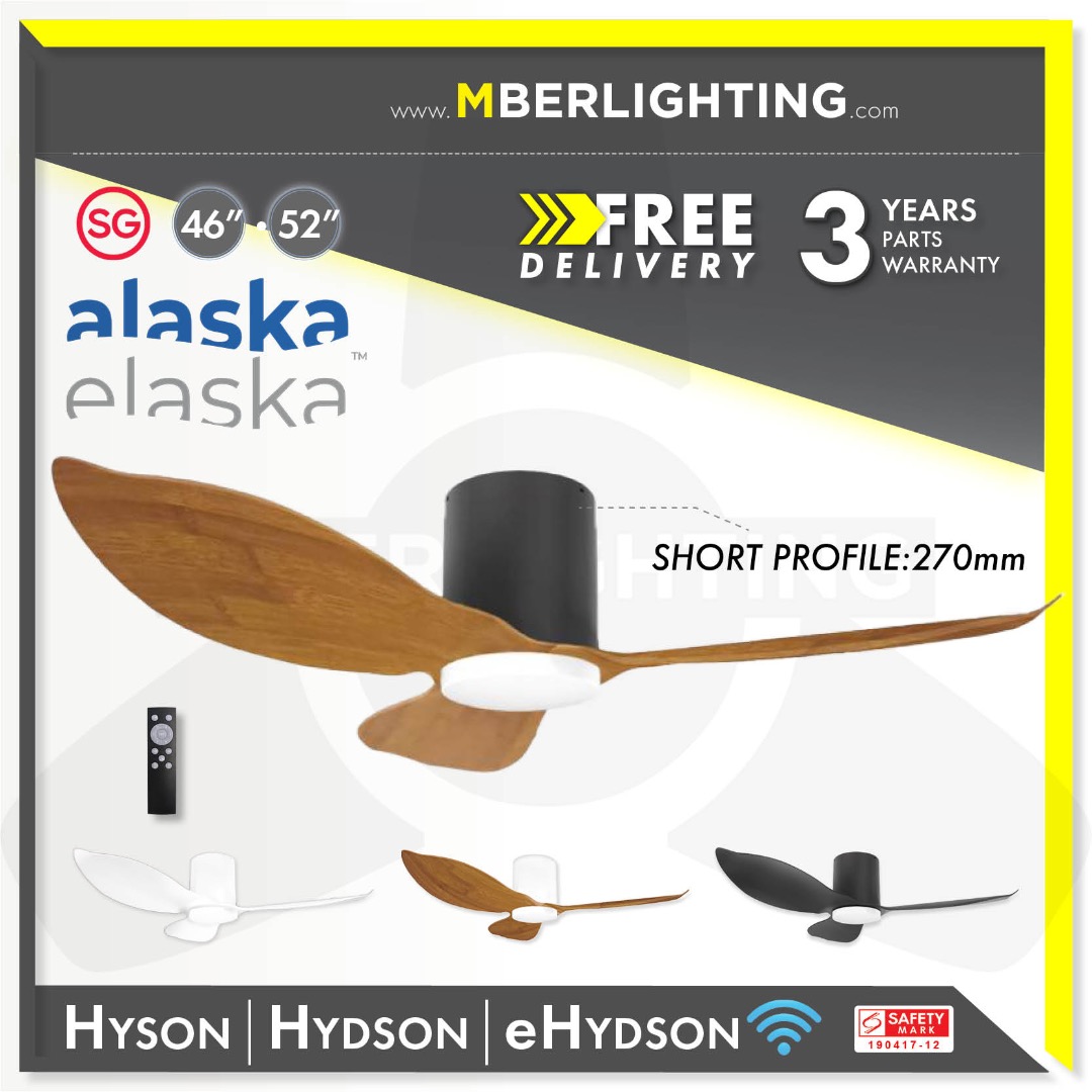 ALASKA Hyson / Hydson / eHydson 46/52inch DC Ceiling Fan with Remote ...