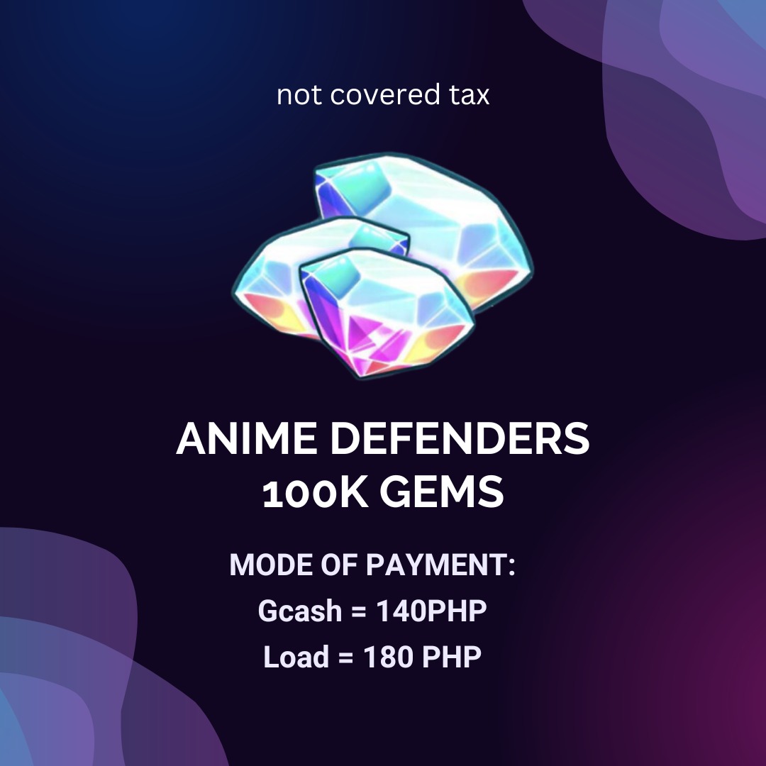 ANIME DEFENDERS 100K GEMS (NOT COVERED TAX), Video Gaming, Video Games ...