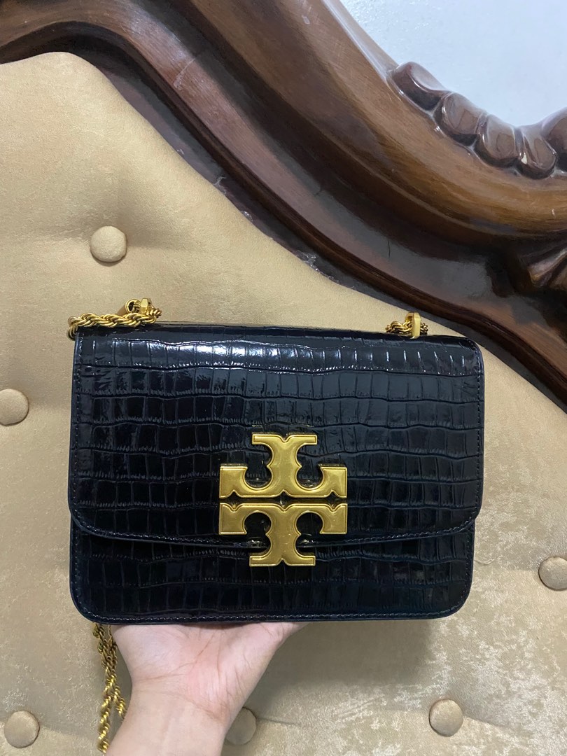 Authentic Tory Burch Croc Embossed Eleanor Two-Way, Women's Fashion ...
