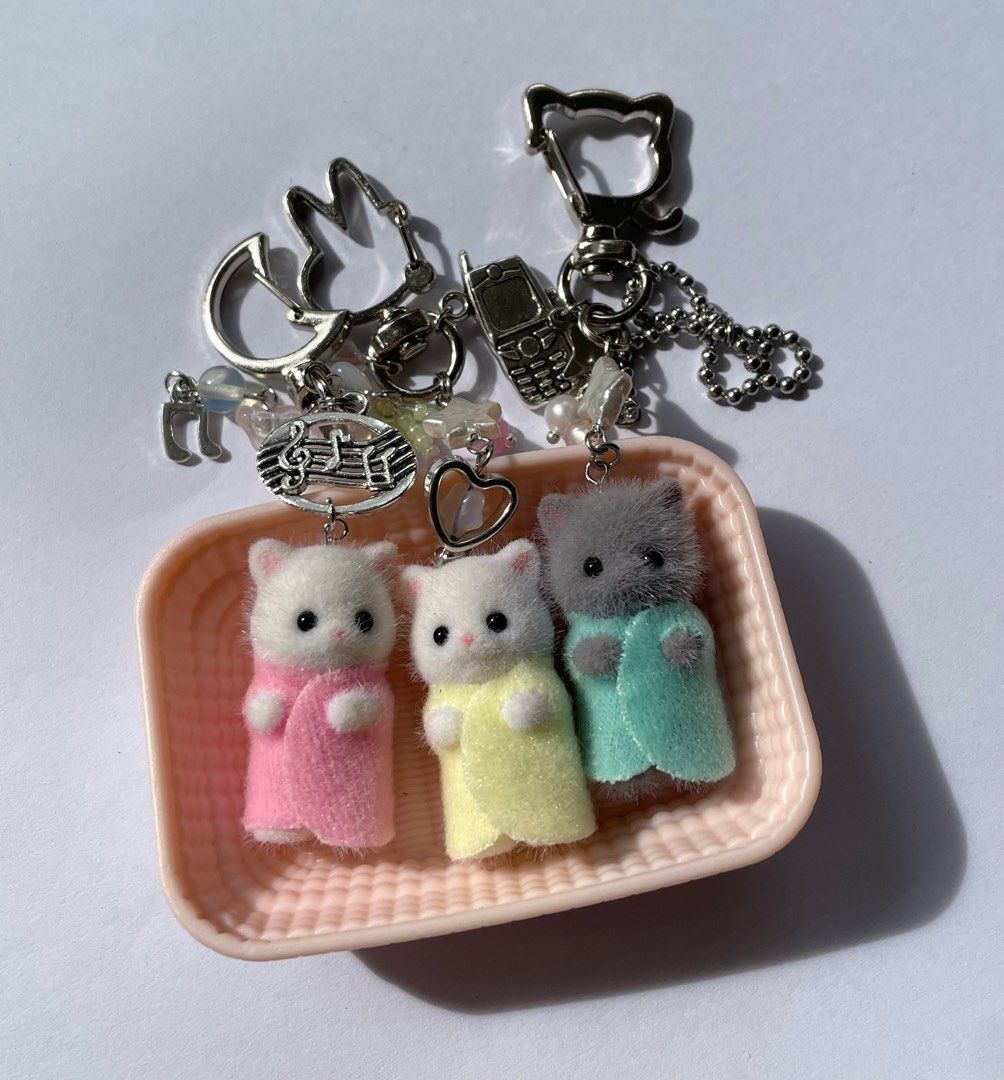 authentic sylvanian families persian cat charms handmade keychain ...