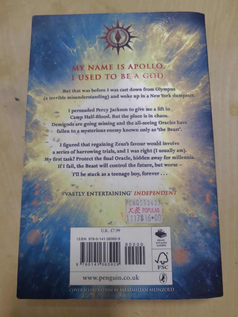 (Book 1,2,3)The trials of apollo series by Riordan, Hobbies & Toys ...