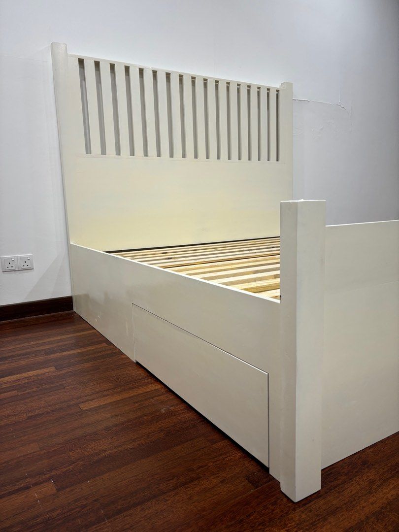 Custom king bed frame with 2 drawers, Furniture & Home Living ...