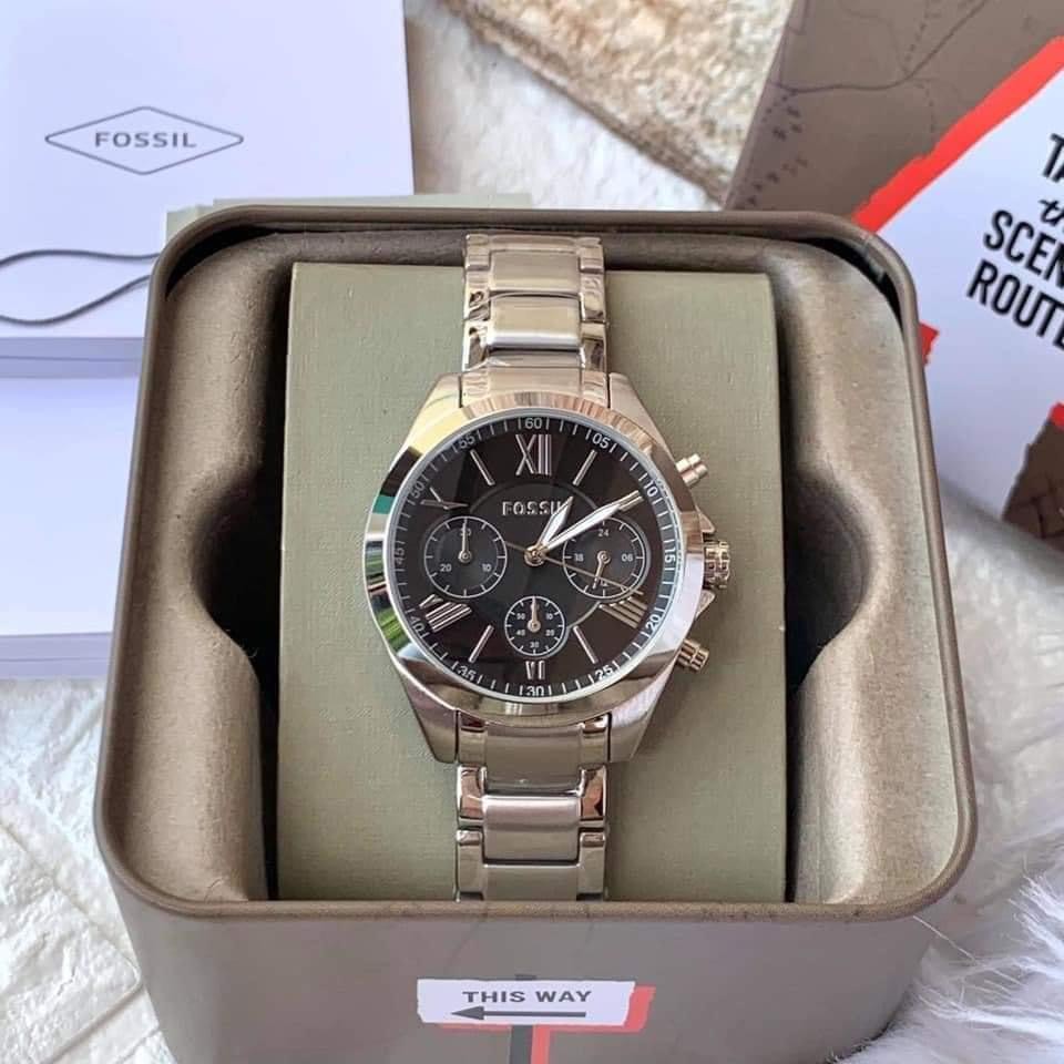 FOSSIL SMALL SIZE GRANT SILVER BLACK DIAL AUTHENTIC WATCH, Women's ...