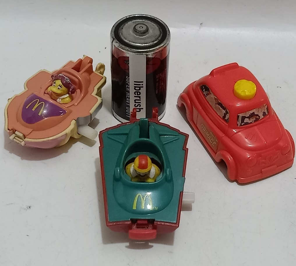 Happy meals mcd ronald french fries race car wind up , mcd birdie ice cream car , mcd grimace ...