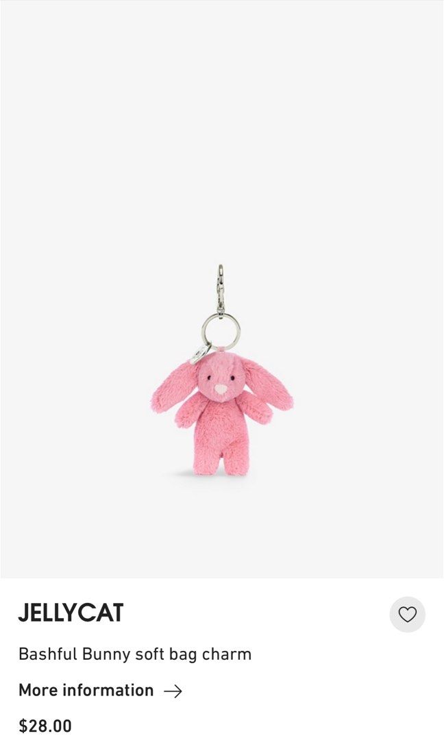 Jellycat bashful bunny bag charm keychain, Hobbies & Toys, Toys & Games ...