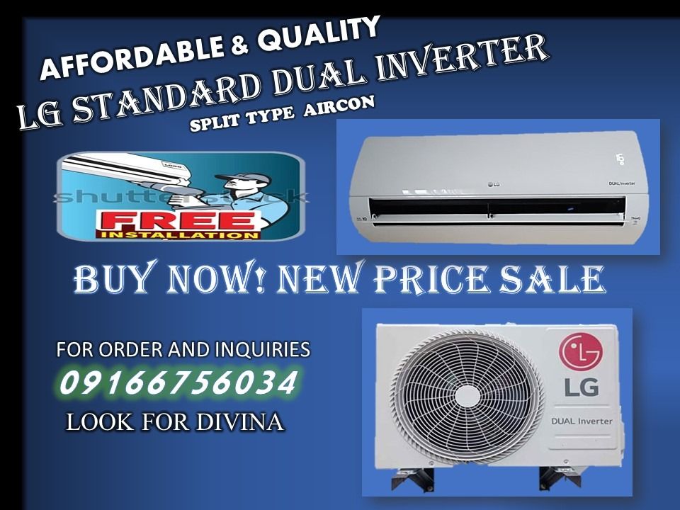 📍LG STANDARD DUAL INVERTER SPLIT TYPE AIRCON FREE INSTALLTION, TV ...