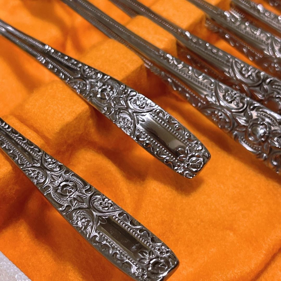 Made in Japan Classic Embossed High Quality Stainless Steel Cutlery Set ...