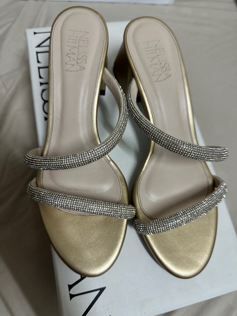 Nelissa hilman love embellished strappy block heels, Women's Fashion ...
