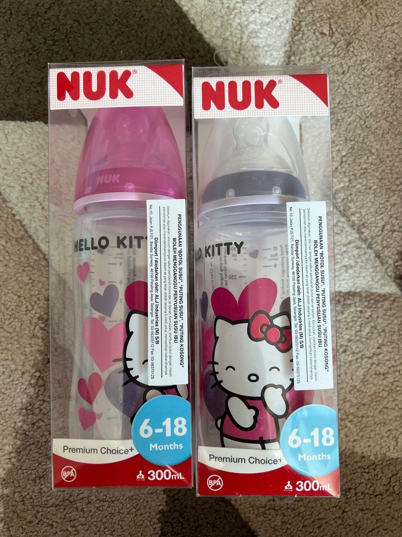 NUK hello kitty milk bottle 6-18m 300ml, Babies & Kids, Nursing ...