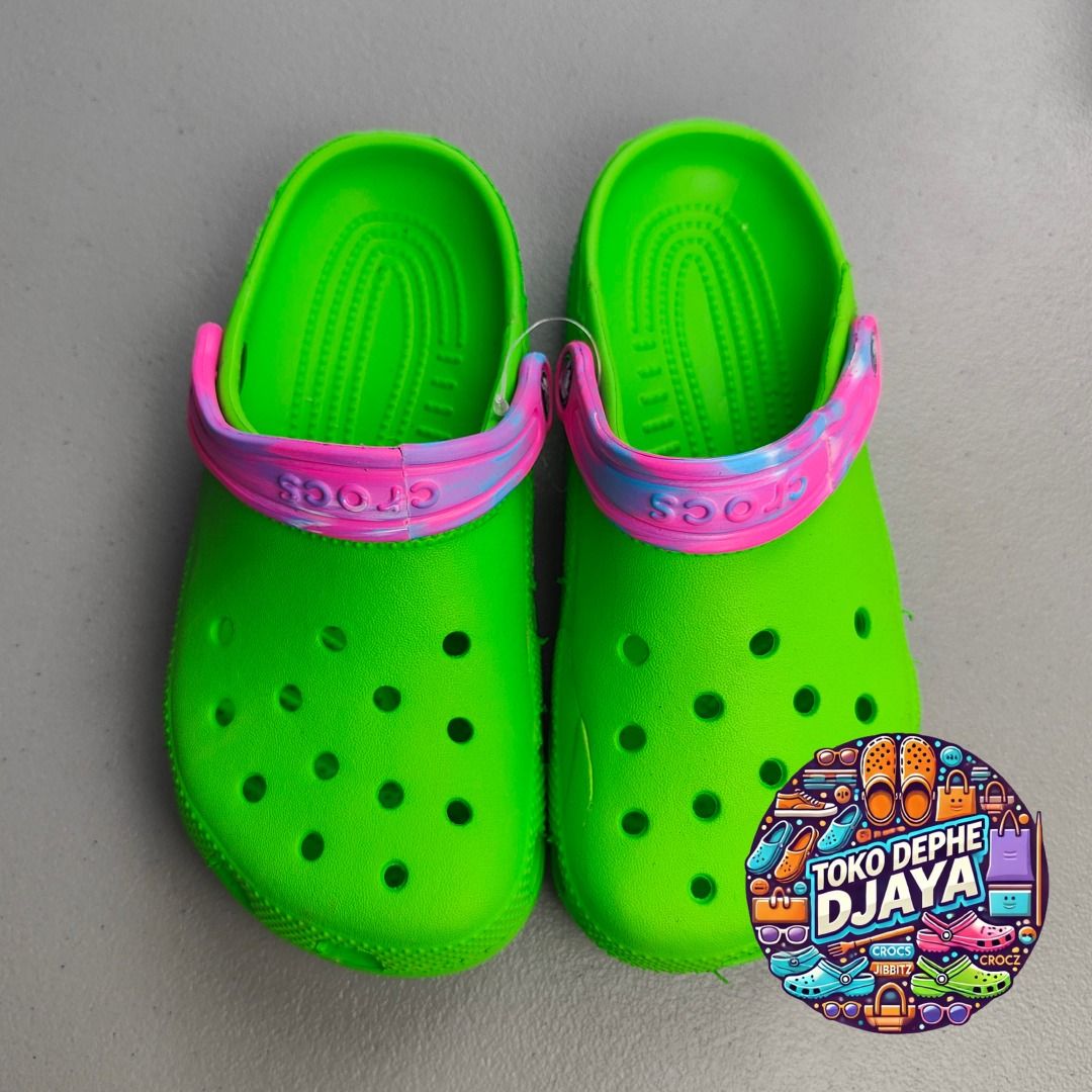 Sendal Crocs Ukuran 33-34 (J2) Hijau Stabilo Neon Lime Green Tali ...