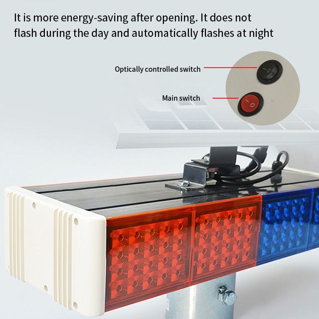 Solar Powered Blinker Four Lights Double Side Red Blue Warning Traffic ...