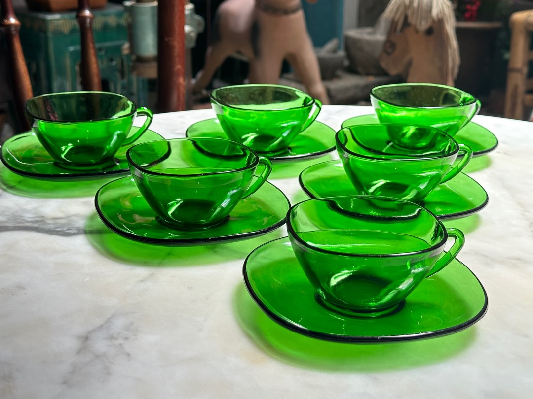 Vintage Duralex Emerald Green Tea Set, Hobbies & Toys, Collectibles ...
