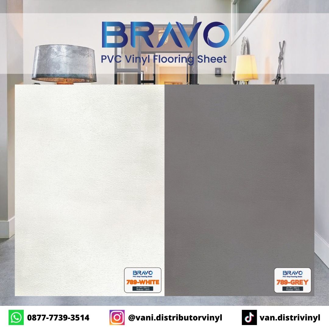 Vinyl Roll Bravo 1,5mm Motif Stone / Solid Tahan Air dan Rayap, Properti, Lainnya di Carousell