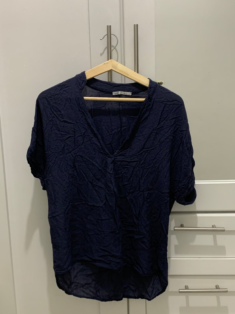 V-Neck Blouse, Women's Fashion, Tops, Blouses on Carousell