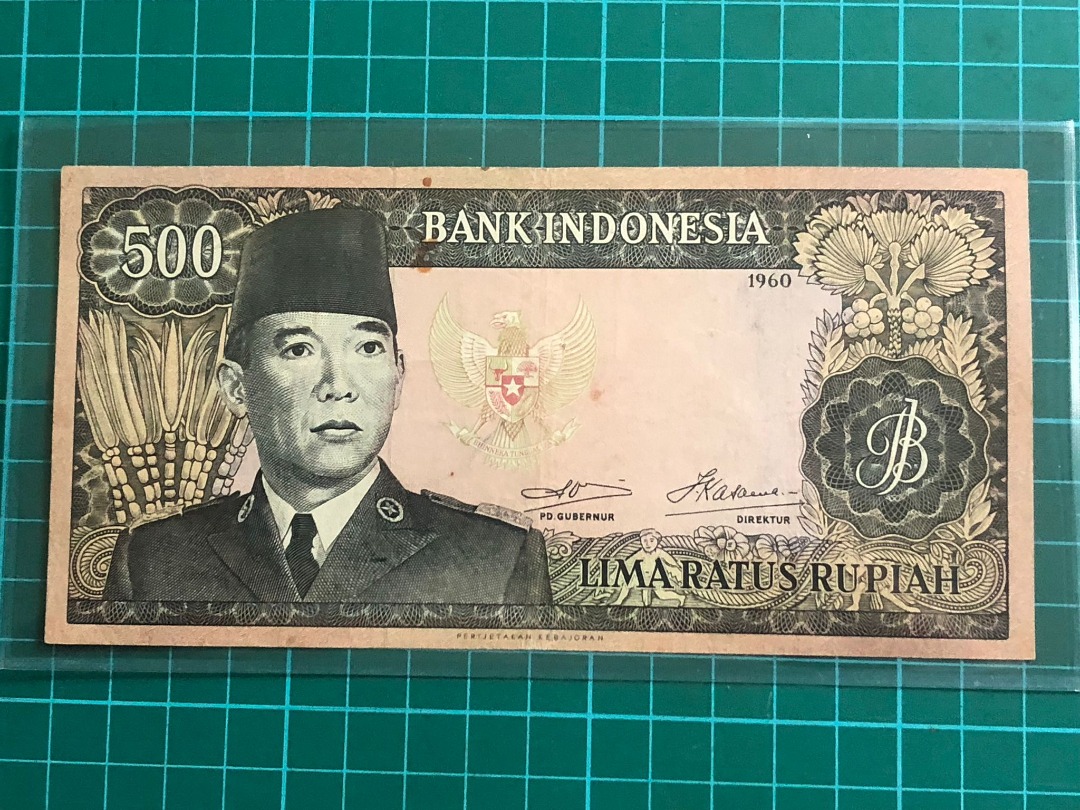 1960 Bank Indonesia 500 Rupiah Watermark Buffalo VF+ condition, Hobbies ...