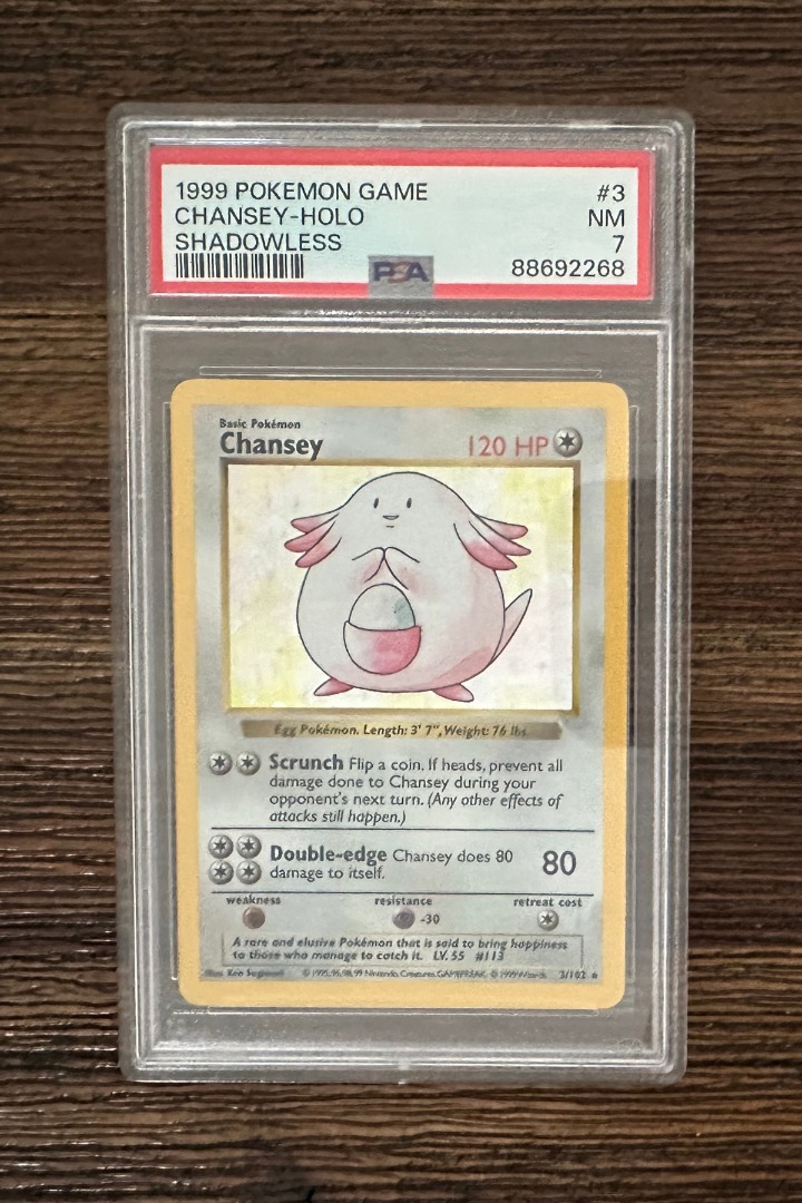 1999 Pokemon Shadowless Base Set Chansey Holo #3 PSA 7 Nm, Hobbies ...
