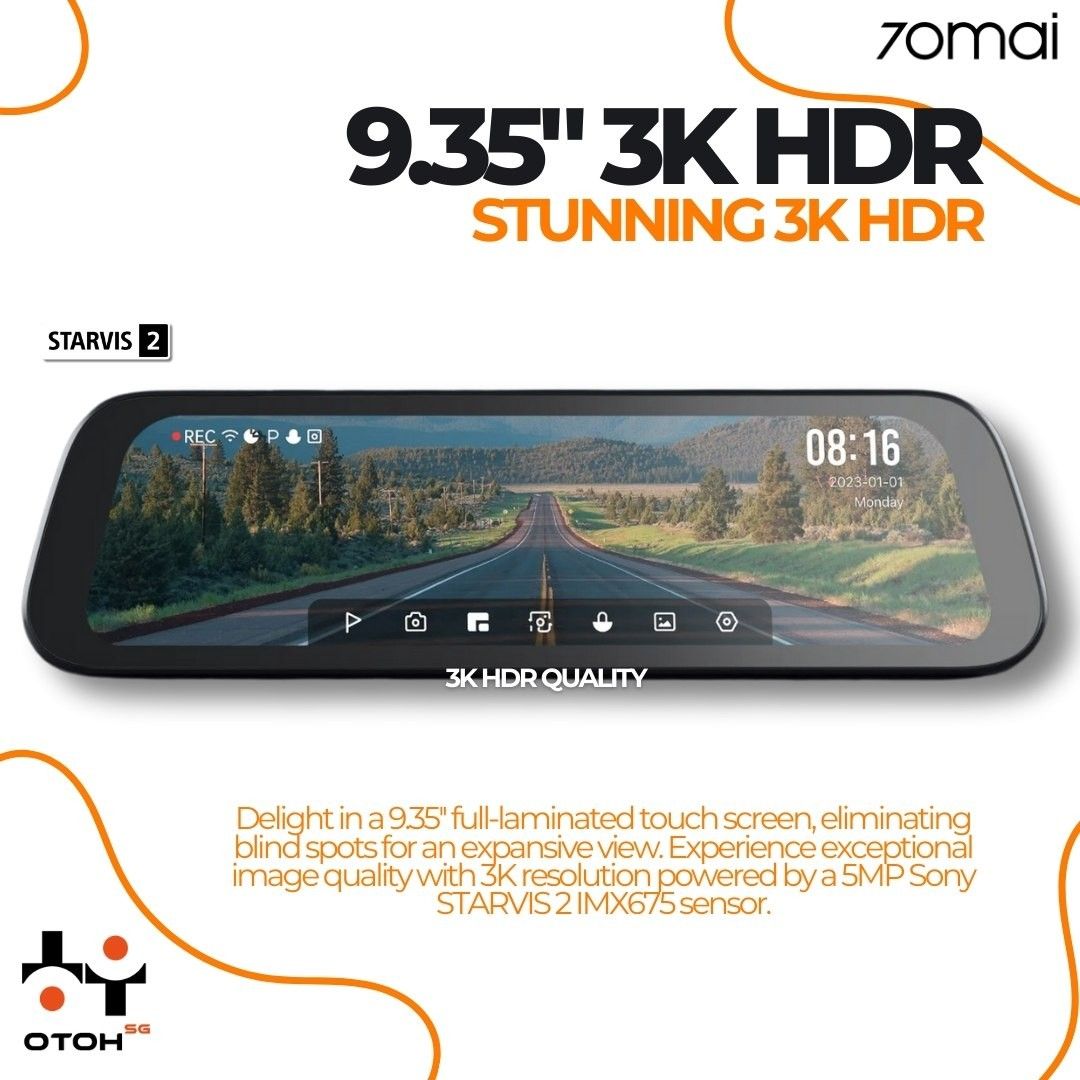 70mai Latest Rear-view Mirror Dashcam | 70mai S500 | 3K Digital ...