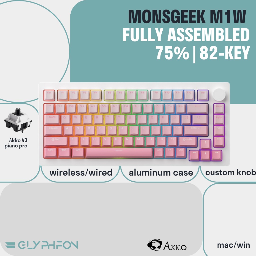 💀 Akko Monsgeek M1W White - Fully Built 75% Custom Mechanical Keyboard ...